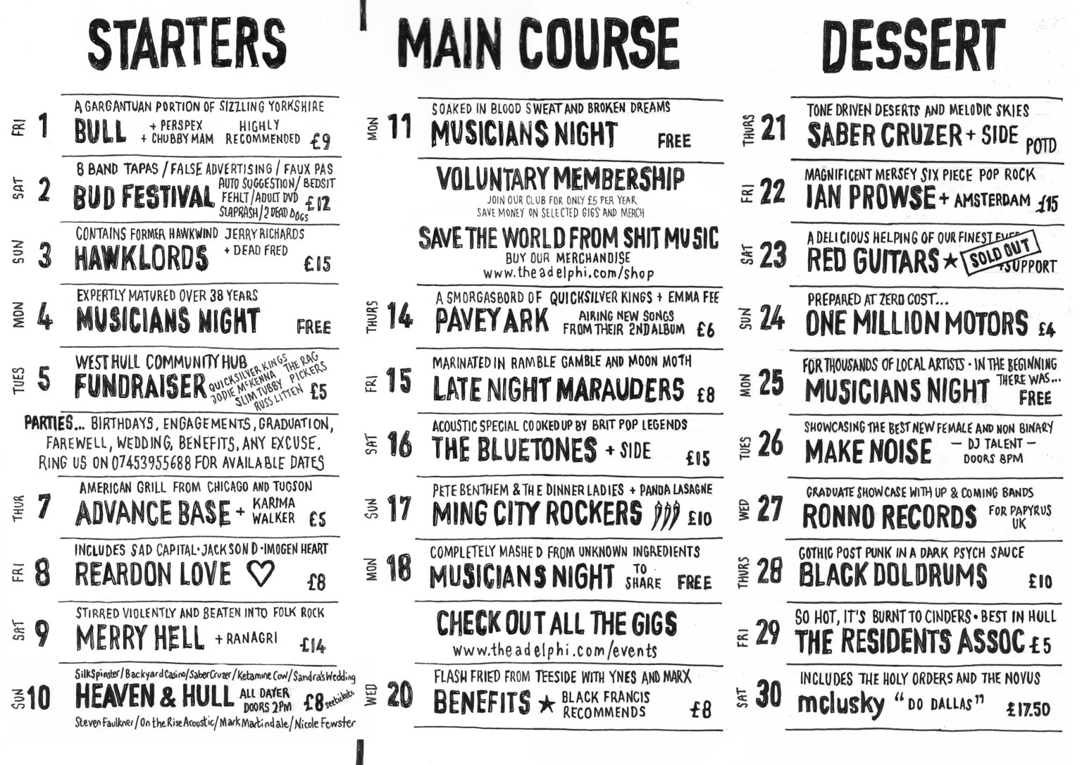 Check out our fresh new Adelphi Menu – The Adelphi Club in Hull